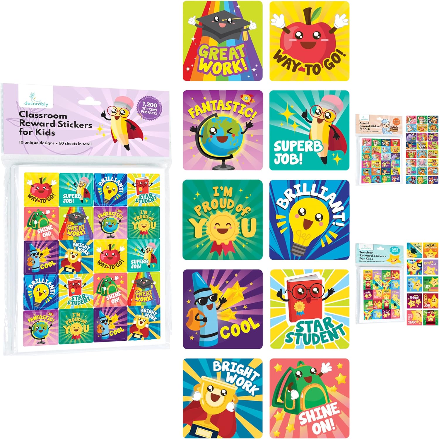 Amazon.com : Decorably 1,200 Teacher Stickers for Teachers Elementary ...