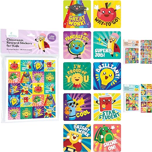 Amazon.com : Decorably 1,200 Teacher Stickers for Teachers Elementary ...