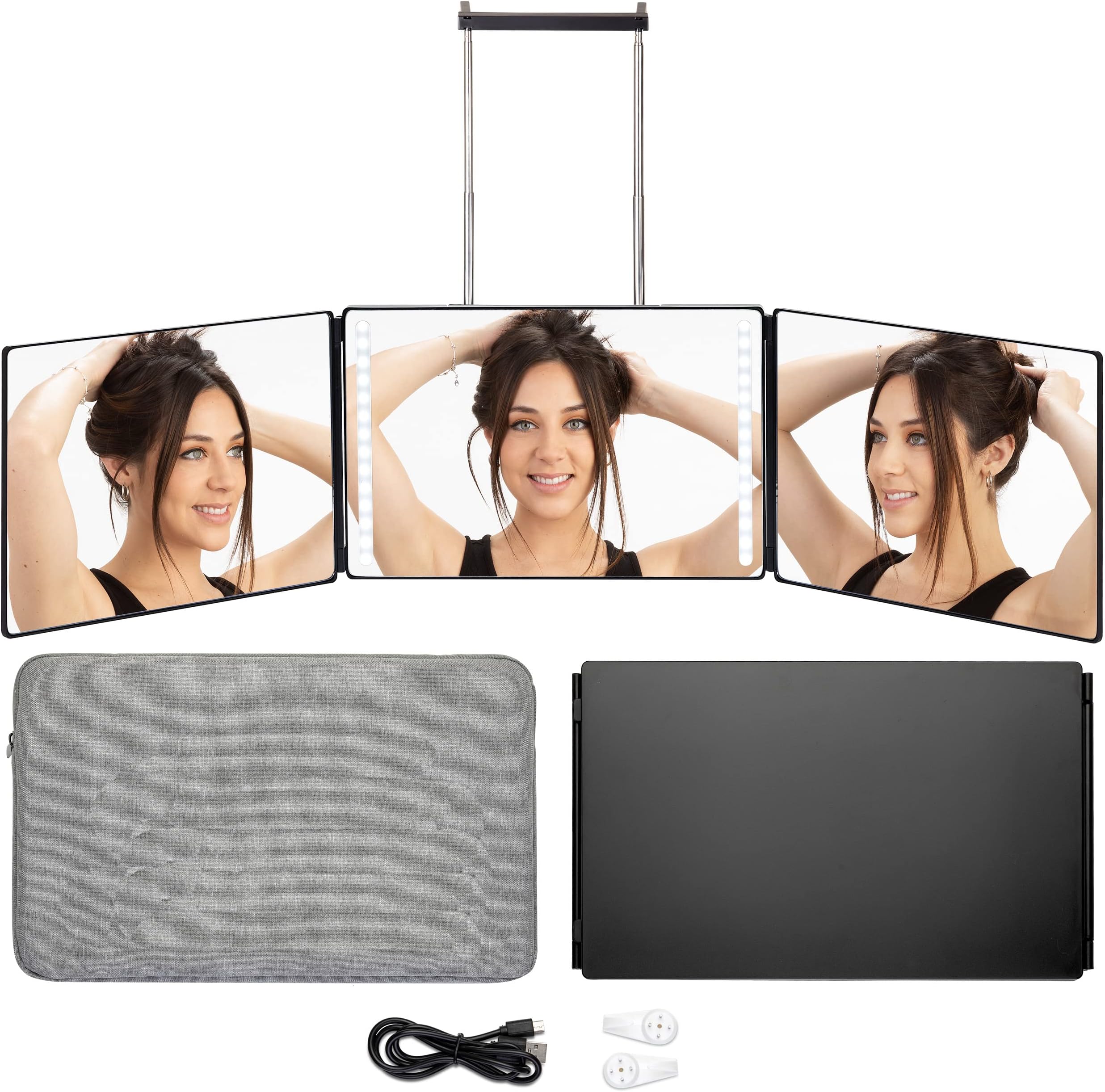 Amazon.com : Bluelilly Co. 3 Way Mirror, Three Way Mirror for Braiding ...