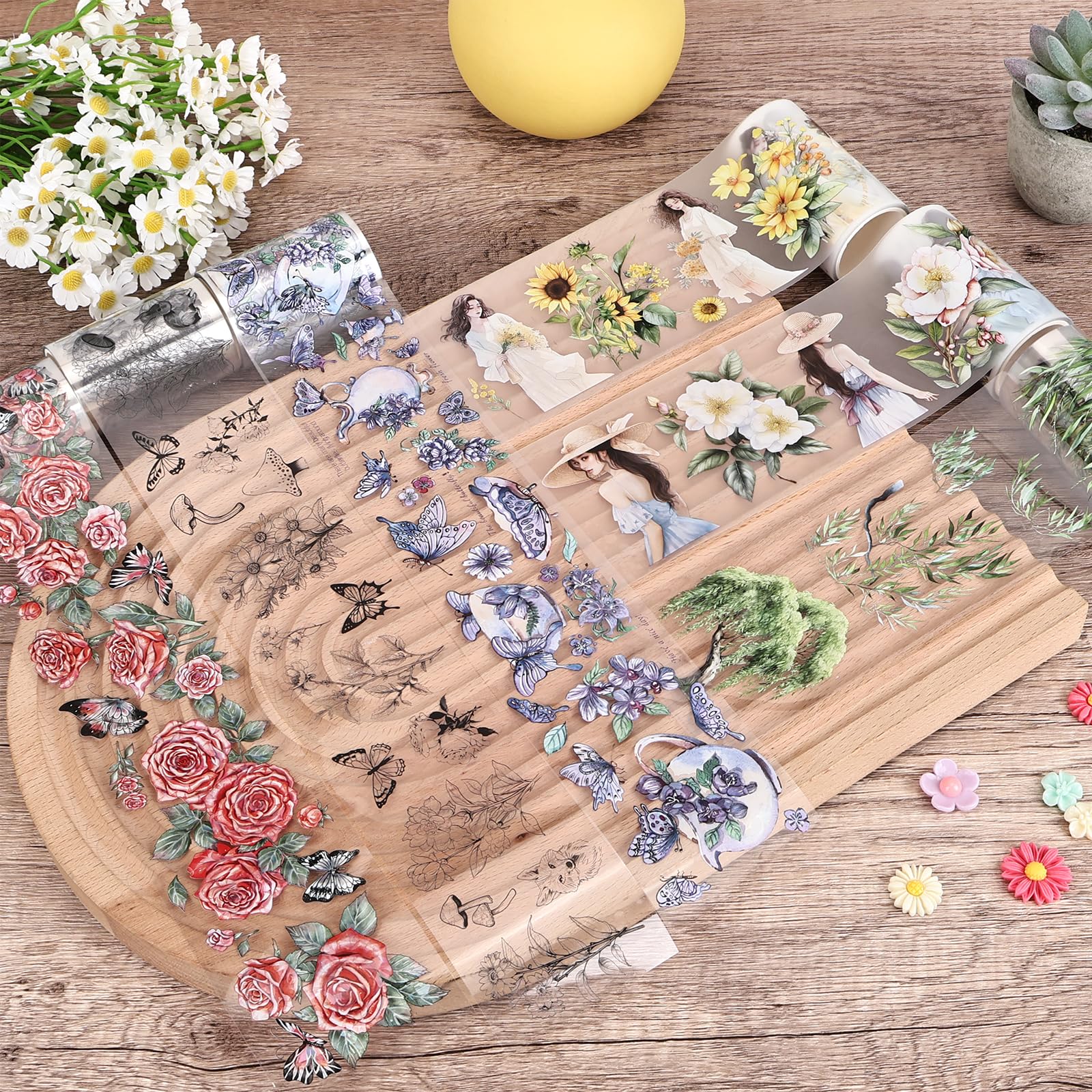 Snapklik.com : Temiary 6 Rolls PET Washi Tapes, Floral Tape Set For ...