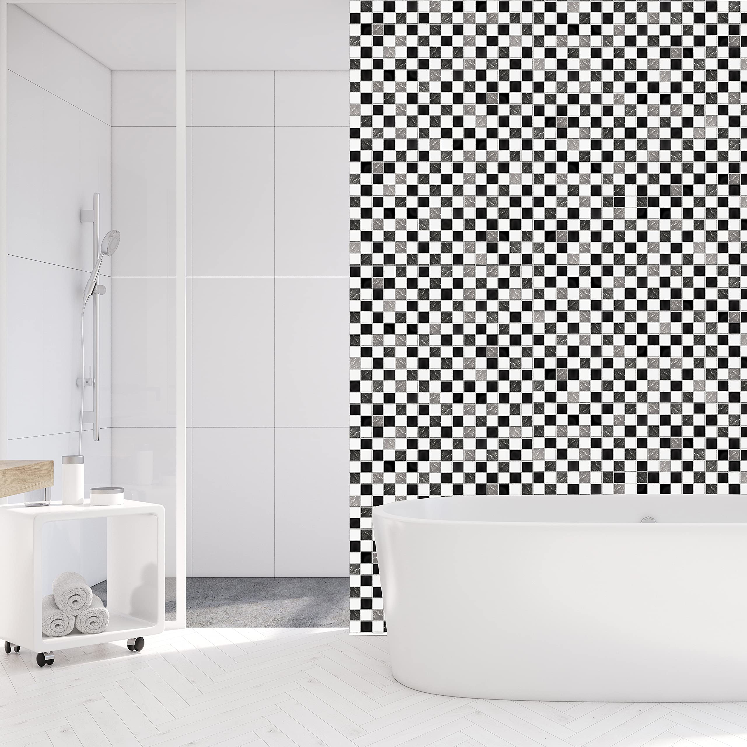 WALPLUS WT1030 – Marble Mosaic Tiles Wall Stickers – 10 cm x 10 cm – 24 ...