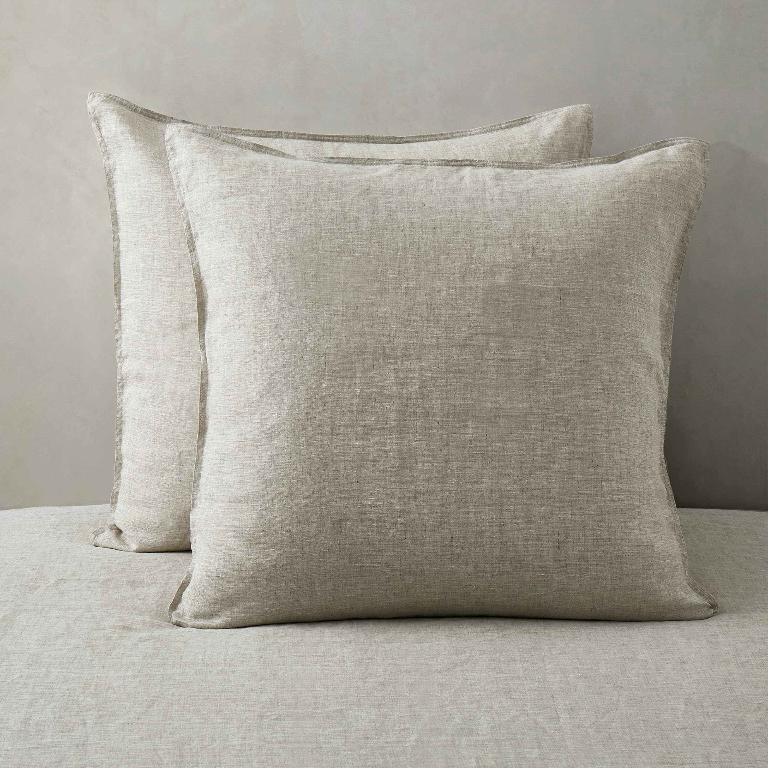 Amazon.com: Reversible 100% French Linen Euro Sham Pillow Covers, Stonewashed Flax Linen Throw ...