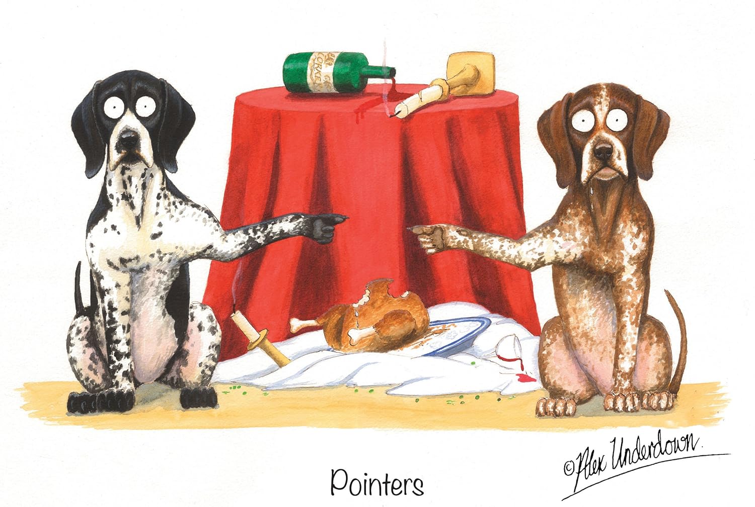 "Pointers" Funny Dog Greeting Card by Alex Underdown. Pointer Owners ...