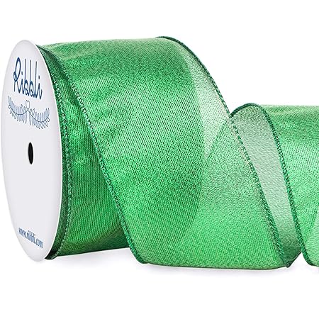 Amazon.com: Ribbli Metallic Emerlad Green Wired Ribbon,2-1/2 Inch x ...