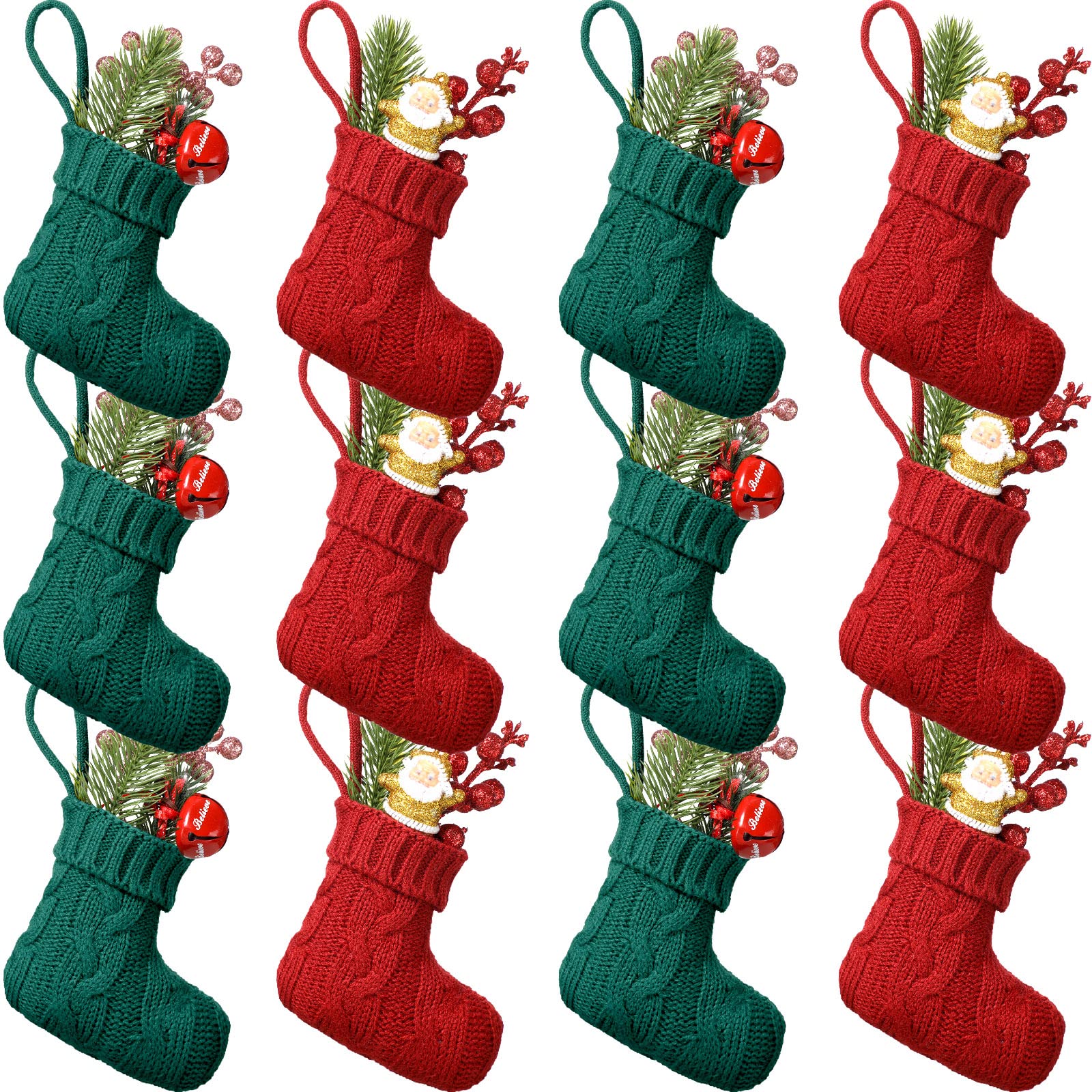 Amazon.com: Sosation 12 Pcs Christmas Mini Stockings Xmas Classic ...