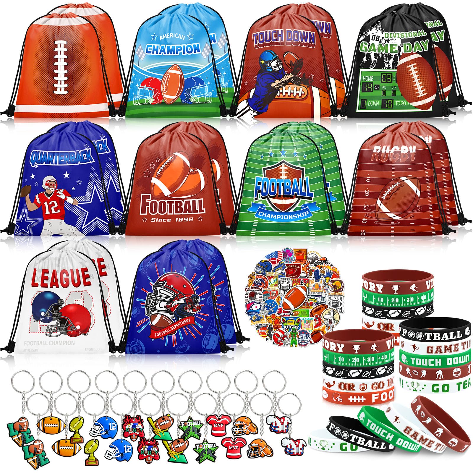 Amazon.com: Grneric 110 Pcs Football Party Favors Drawstring Backpack ...