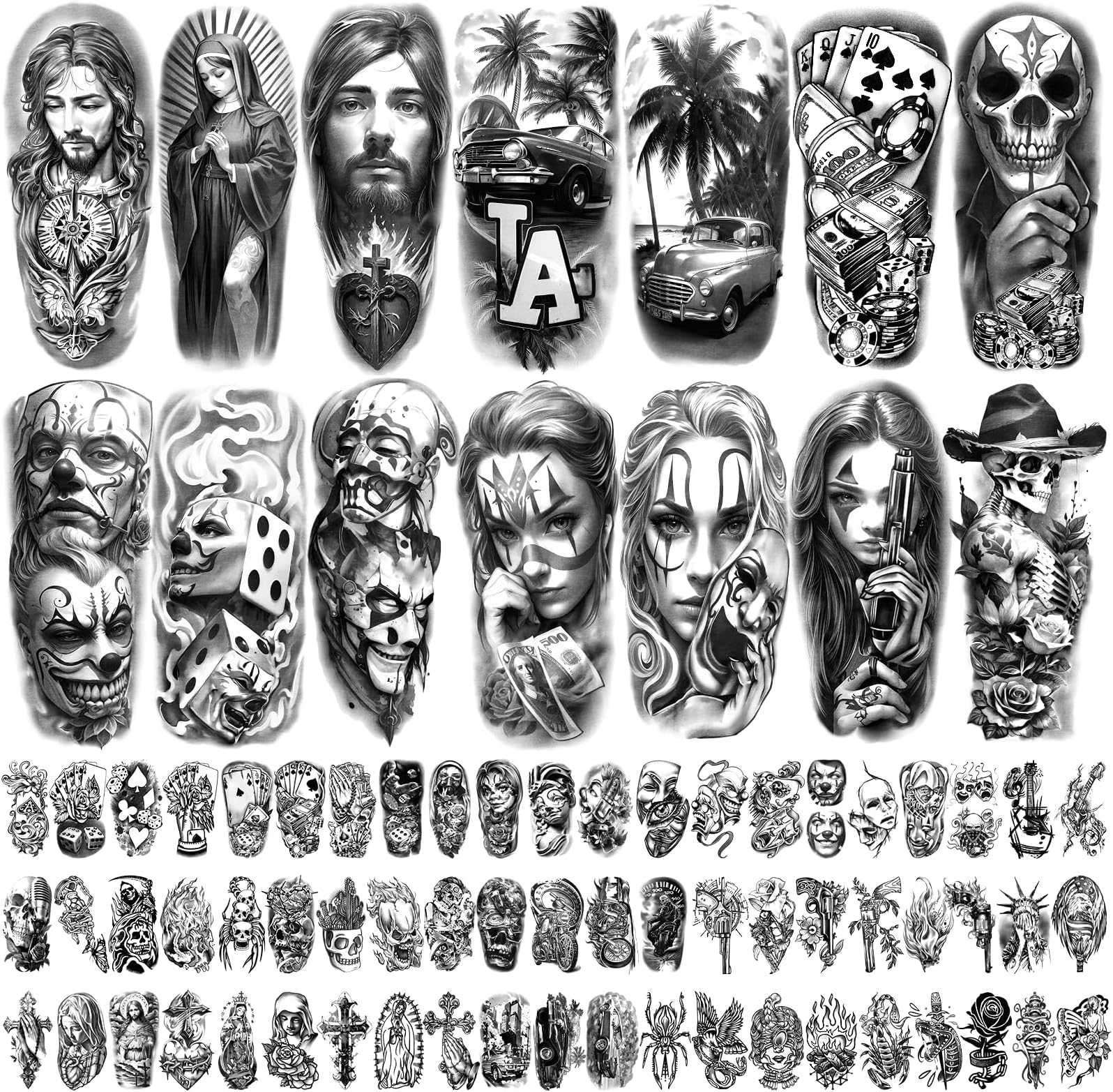 Amazon.com : TASROI 8 Sheets Cool Dragon Temporary Tattoos For Men ...