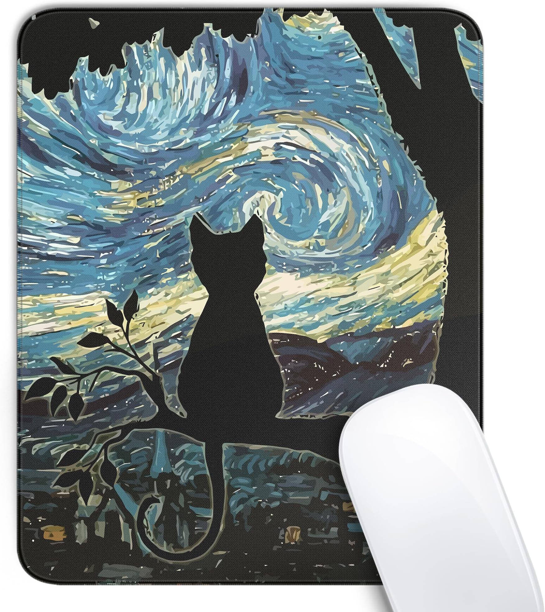 Amazon.com: Cute Black Cat Square Mouse Pad,Aesthetic Cat Mouse Pads ...