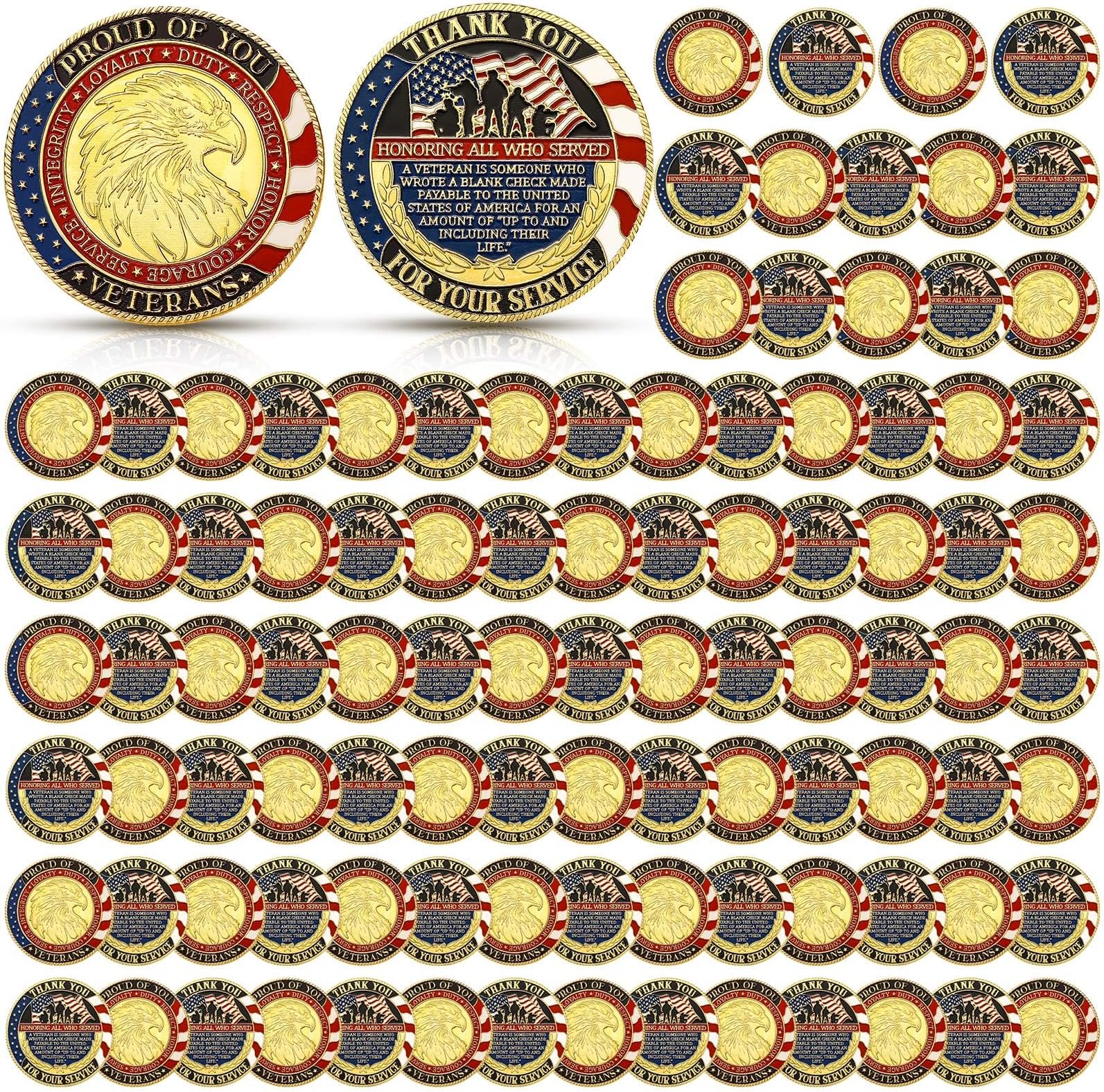 Amazon.com: 24 Pcs Military Thank You Coins Military Challenge Coins ...
