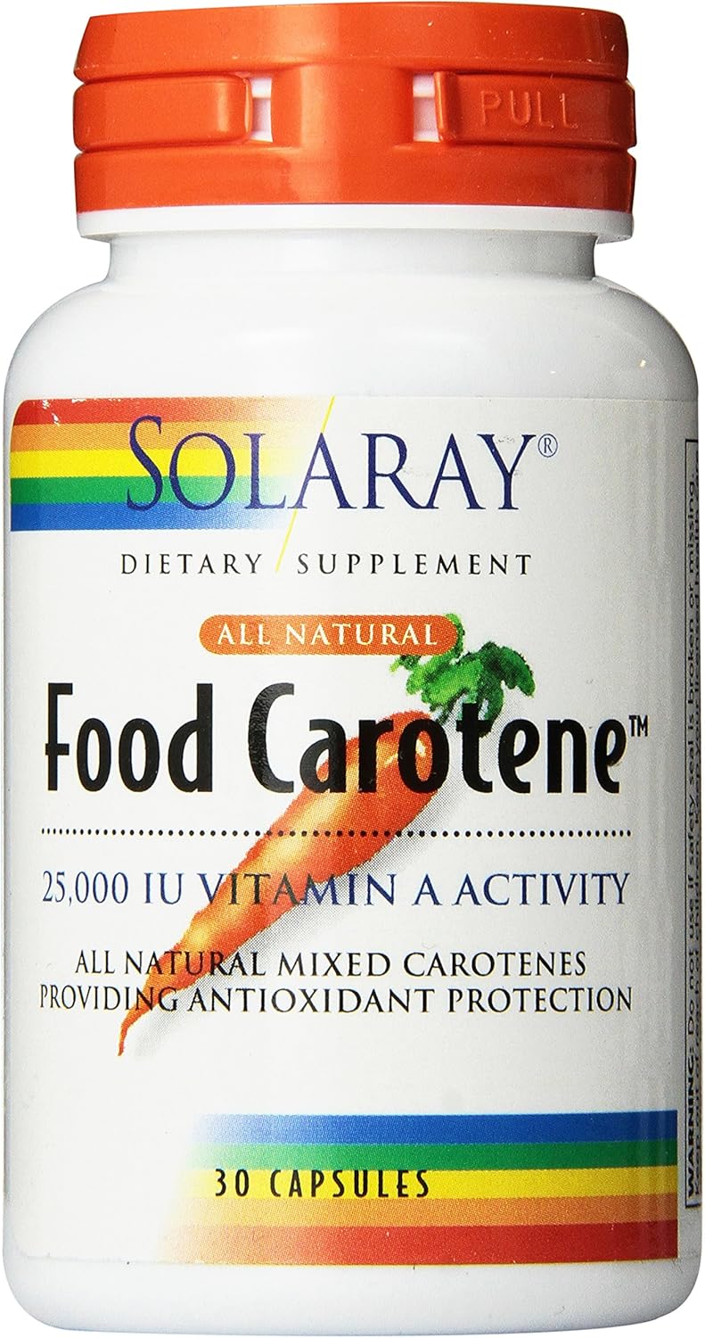Amazon.com: Solaray Dry Natural Food Carotene 25000 IU Capsules, 30 ...