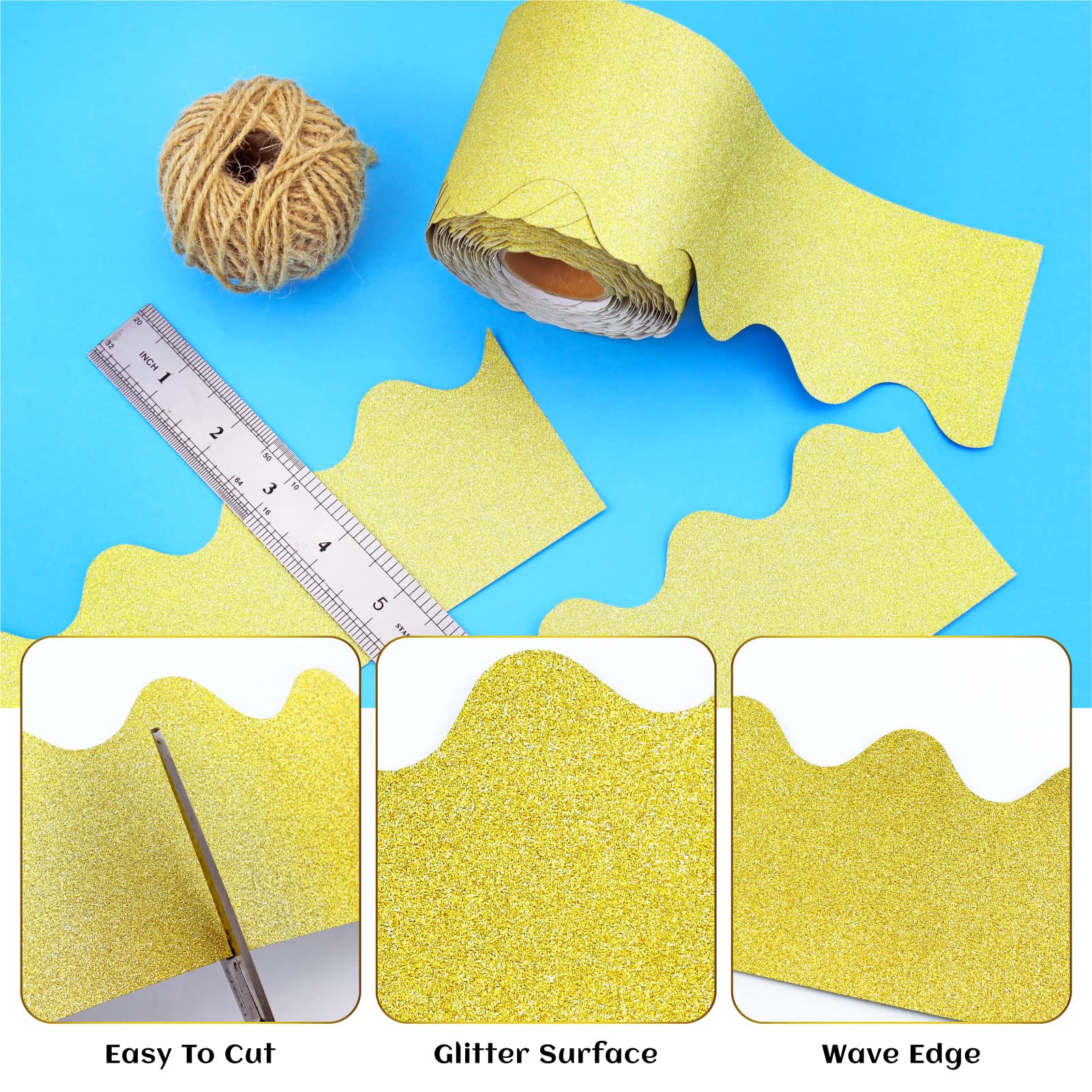 Snapklik.com : YETOOME 65.6 Feet Glitter Bulletin Board Border, Shine ...