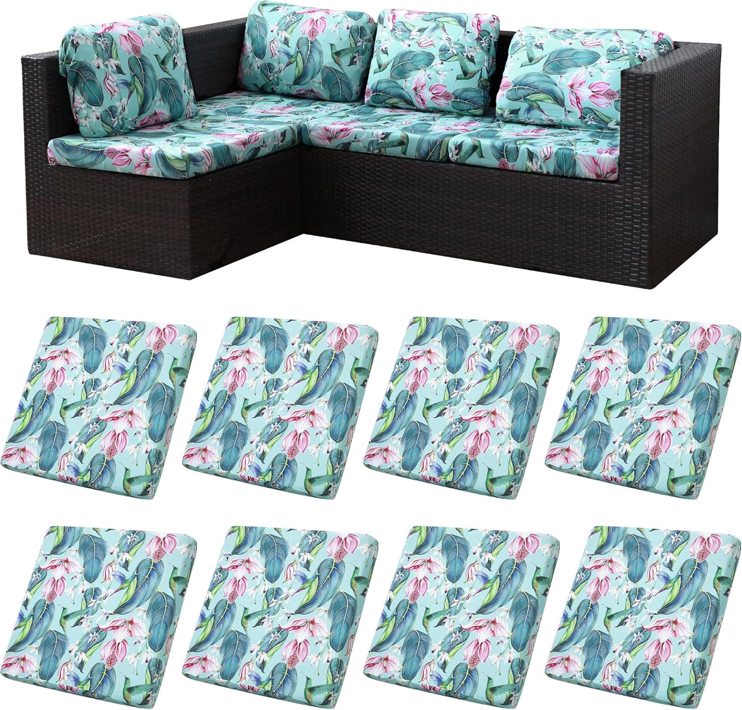 Amazon.com: 8Pcs Stretch Patio Cushion Covers Outdoor Cushion Covers ...