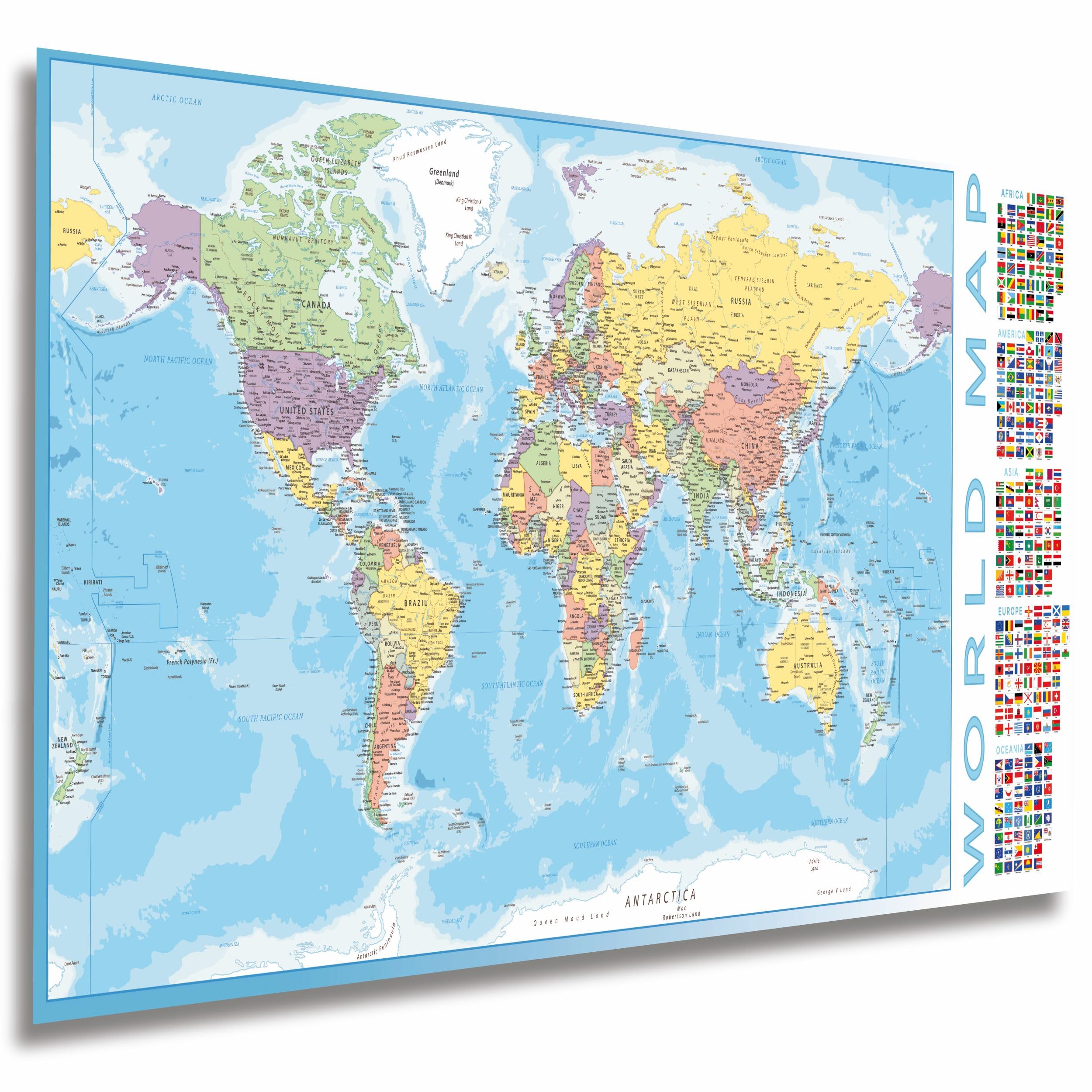 Stiefel Weltkarte Deutsch Wandkarte XXL Brandschutz Karten B1