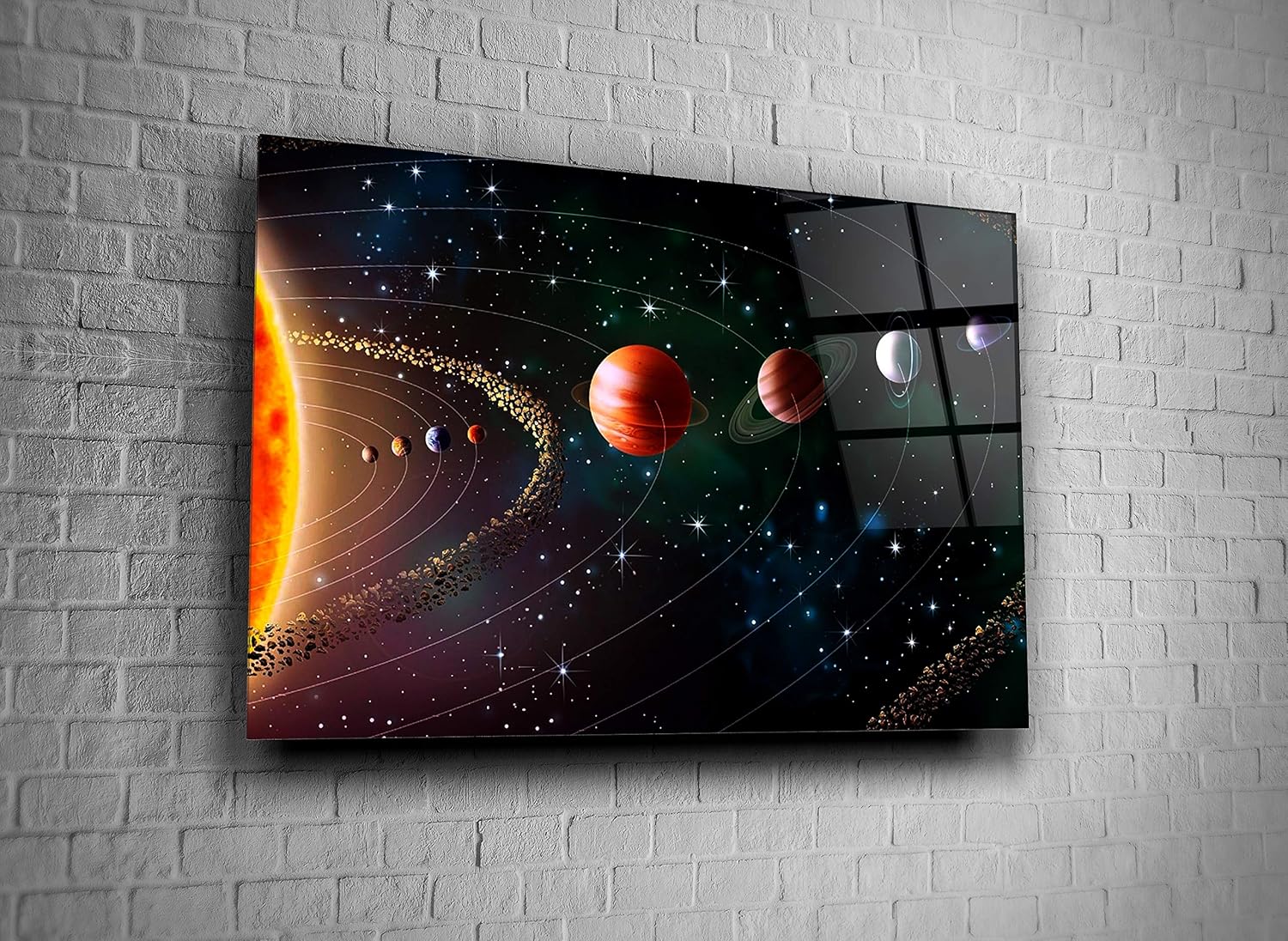 Amazon.com: Solar System Planets Space Decor Print Glass Wall Art ...