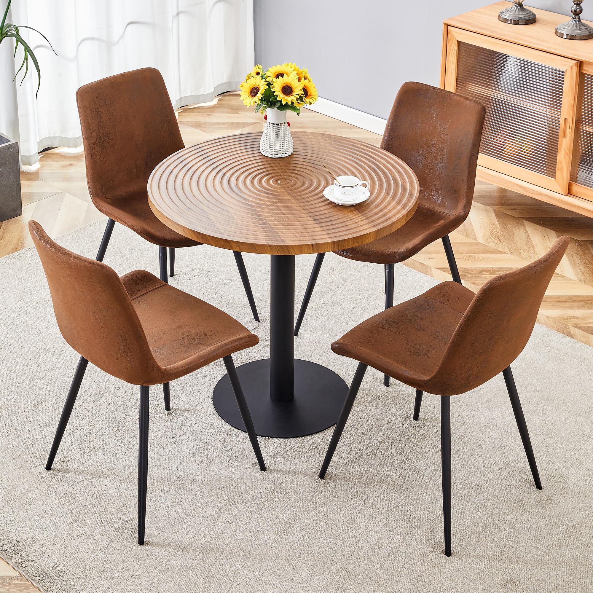 Amazon.com - Round Dining Table Set for 4, 31” Small Kitchen Table Set ...