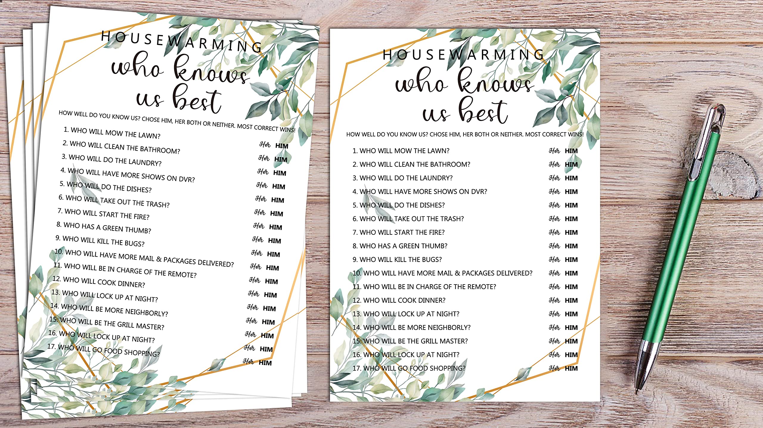 Full Page Printable Housewarming Games Amazon.com: Housewarming Party