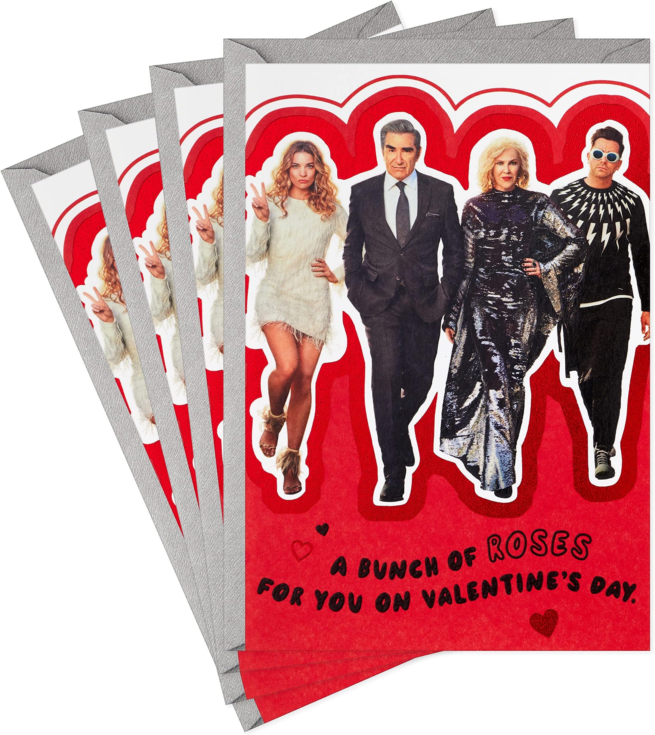 Amazon.com: Hallmark Schitt's Creek Pack of 4 Valentines Day Cards ...