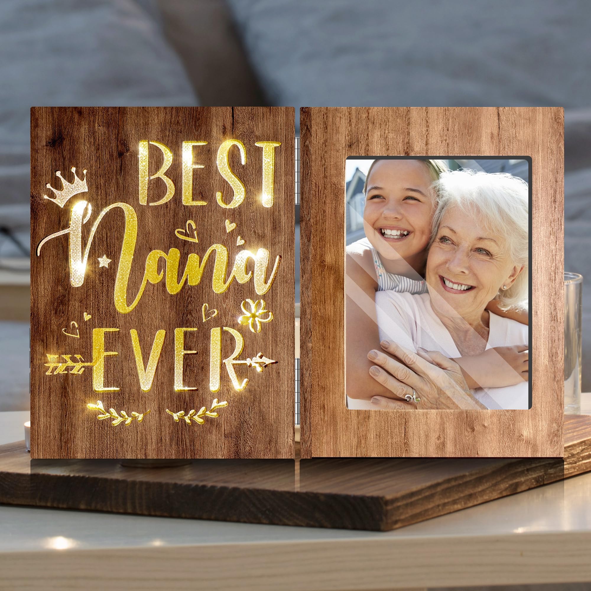 Amazon.com - HOIJAUMAI Floral Nana Wood Picture Frame Gift, the Best ...