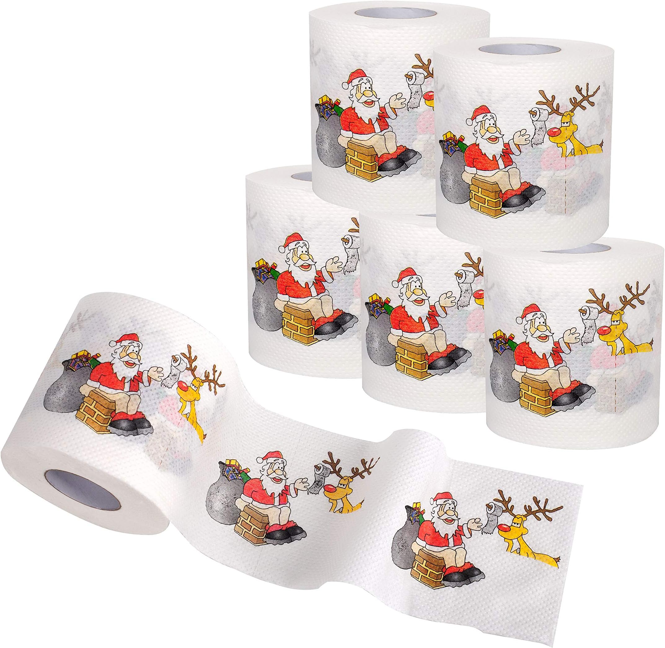 Amazon.com: OBANGONG 3 Rolls of Merry Christmas Santa Claus Toilet ...