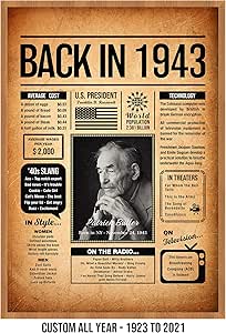 Amazon.com: Back in 1943 Poster Sign, Personalized Birthday Gifts Idea ...