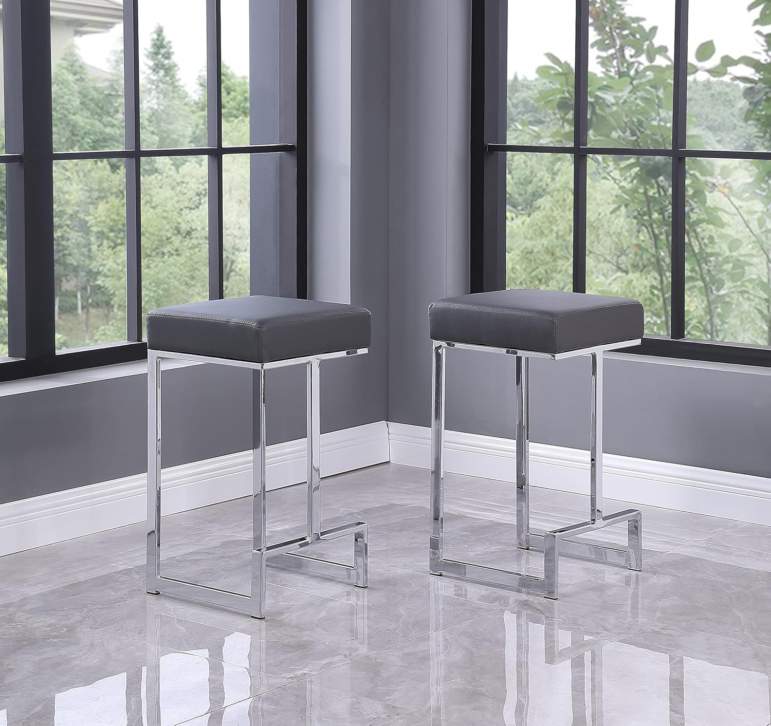 Best Master Furniture Jakob Mid-Century Modern Square Counter Stools ...