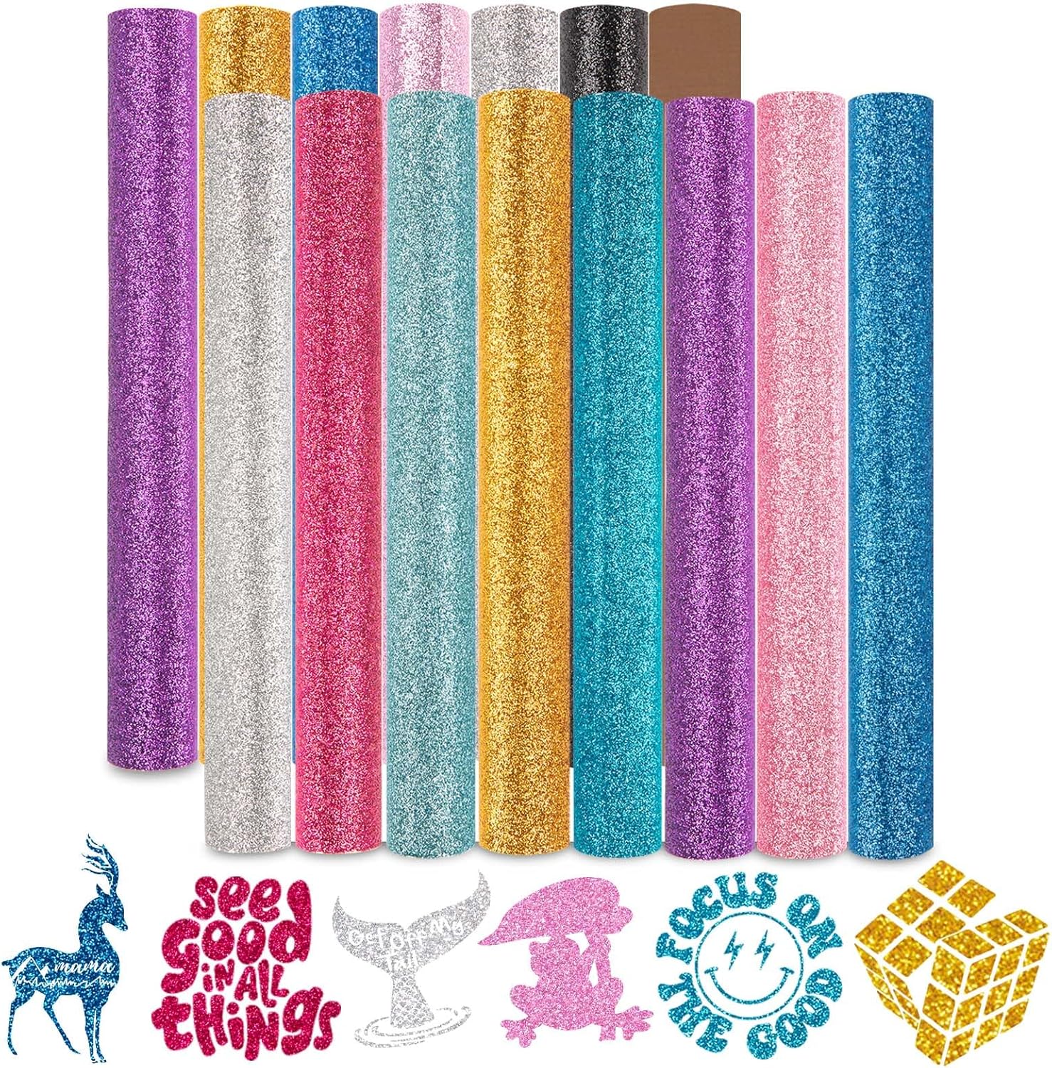Amazon.com: HTVRONT Glitter Heat Transfer Vinyl Bundle - 15 Pack 12" x ...