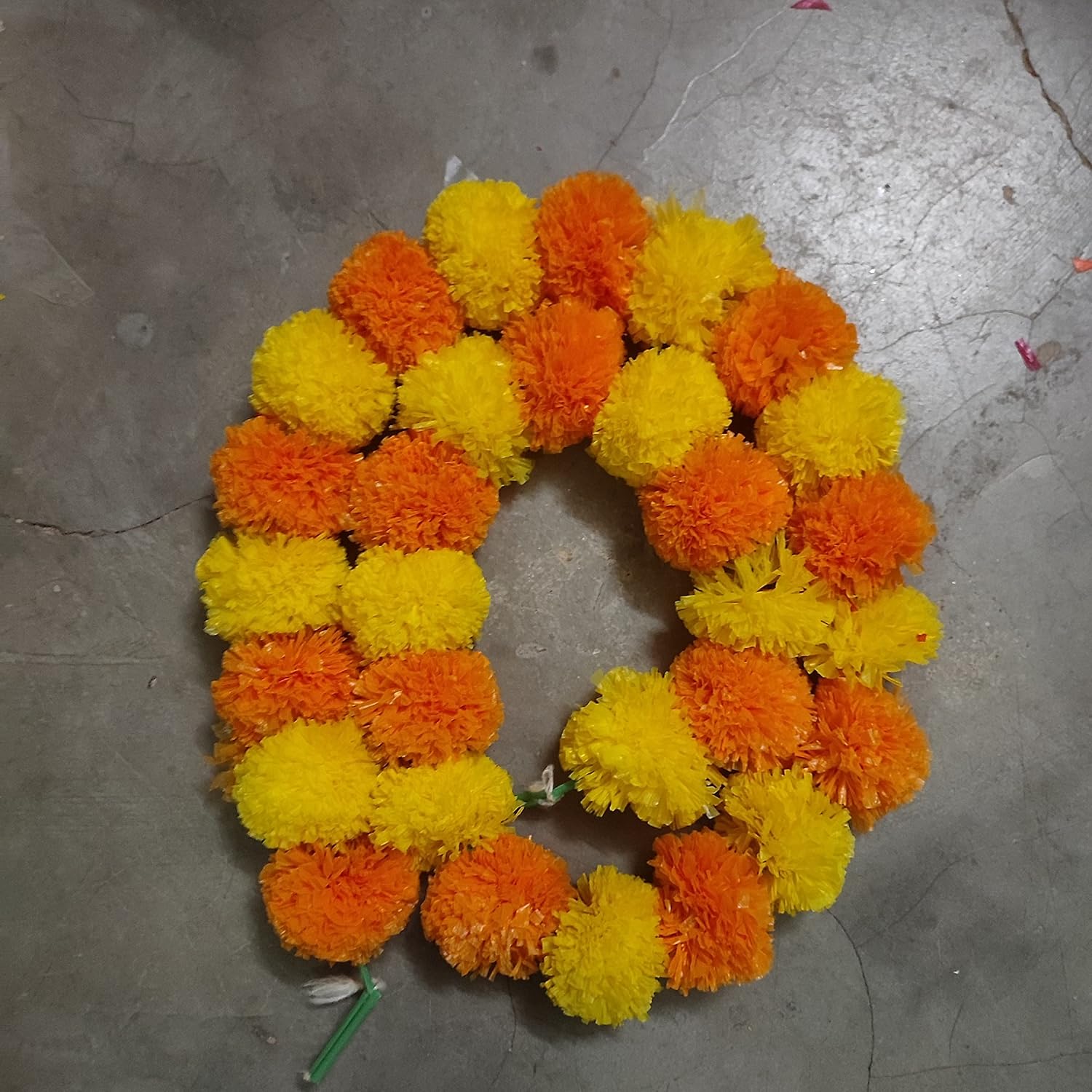Buy Plastic Mala Genda ladi Artificial Mala Marigold Flower Colour ...