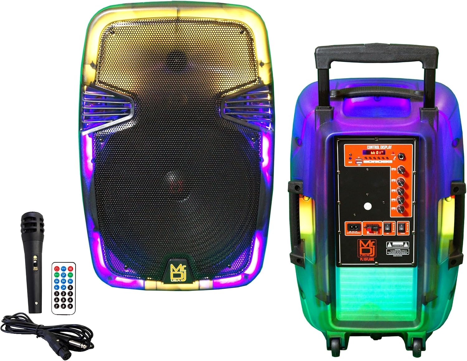 Amazon.com: Mr. Dj USA PL15FLAME 15" Portable Translucent Trolley PA DJ ...