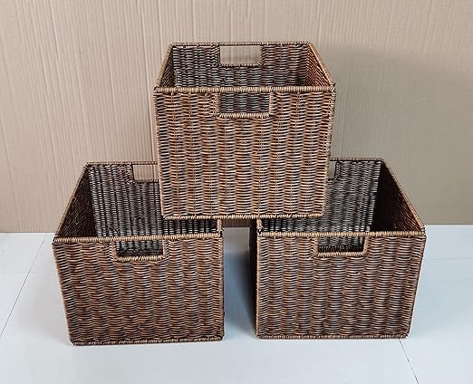 Amazon.com - Wicker Storage Basket Large, 12X12X10in Cube Woven Wicker ...