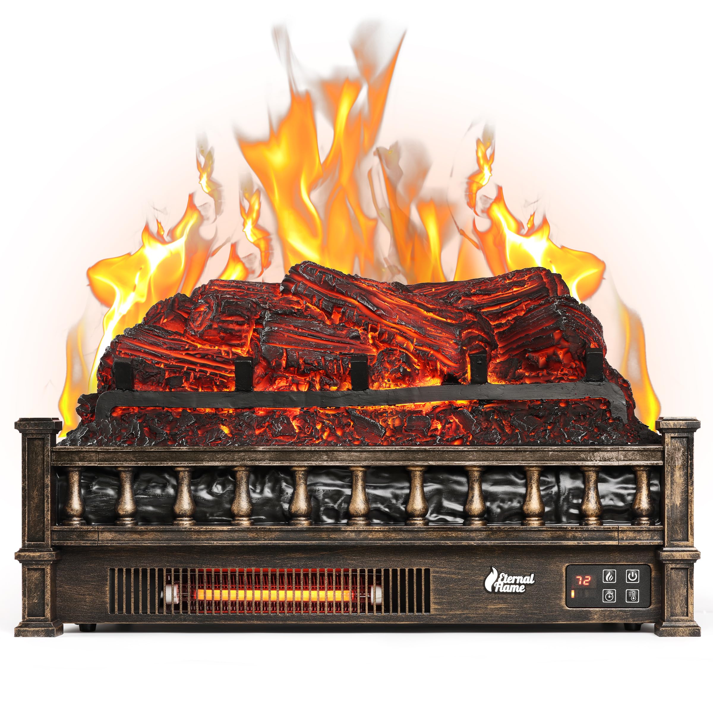 TURBRO Eternal Flame Infrared Electric Fireplace Logs, 23" Infrared ...