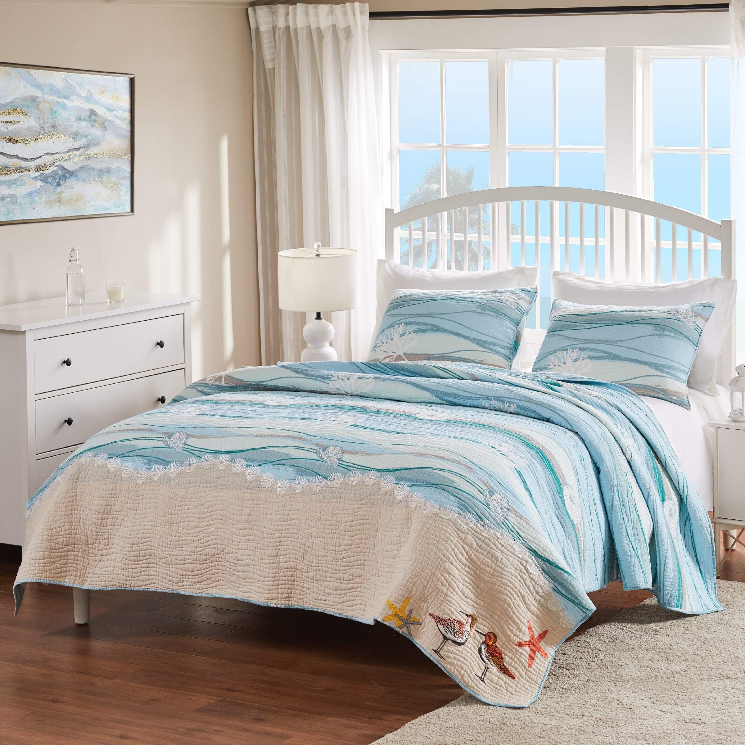 Amazon.com: C&F Home Driftwood Shores Full/Queen Bed 3 Piece Quilt Set ...