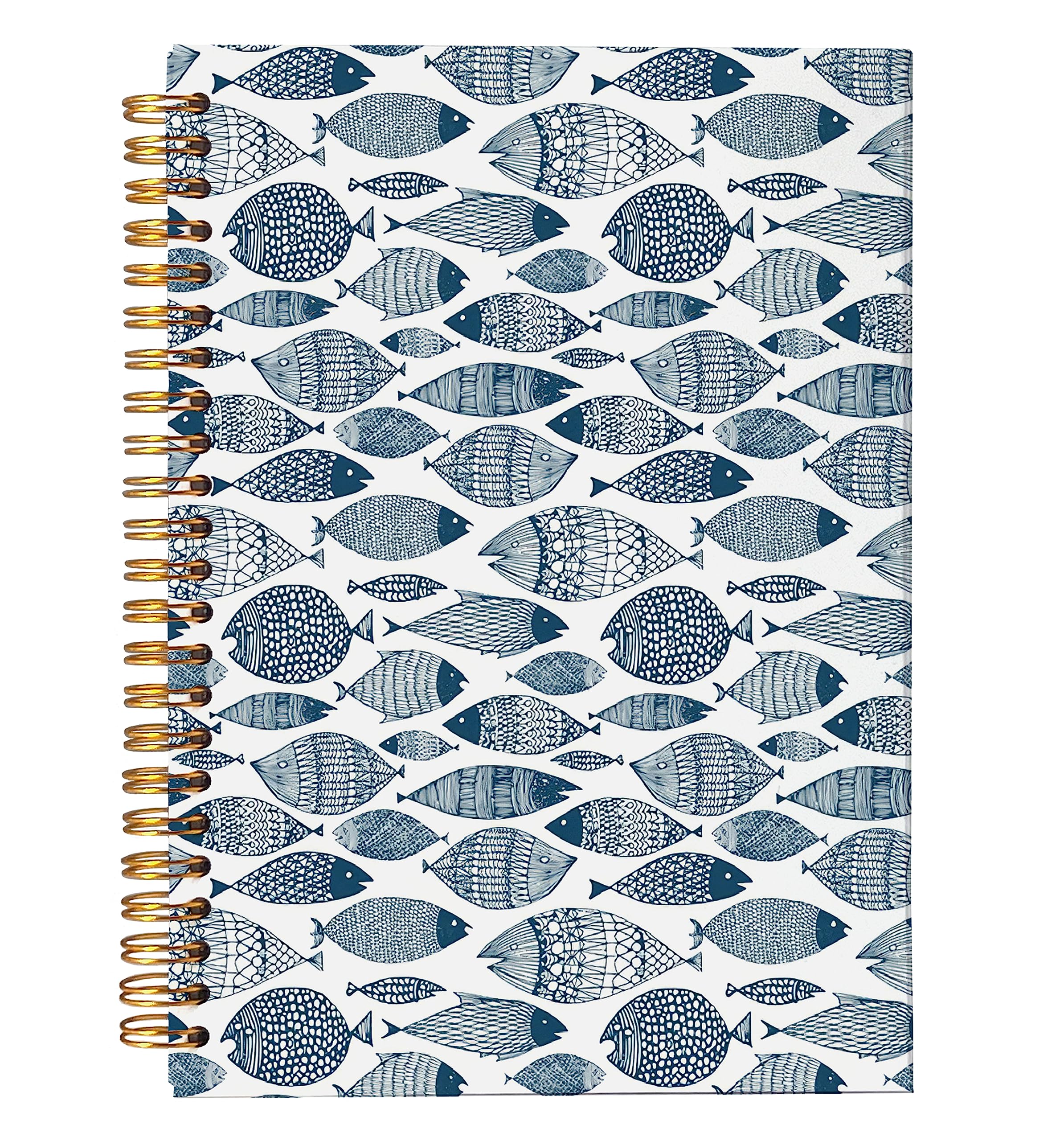 Amazon.com : NEGIGA Vintage Indigo Navy Fish Pattern Lined Spiral ...