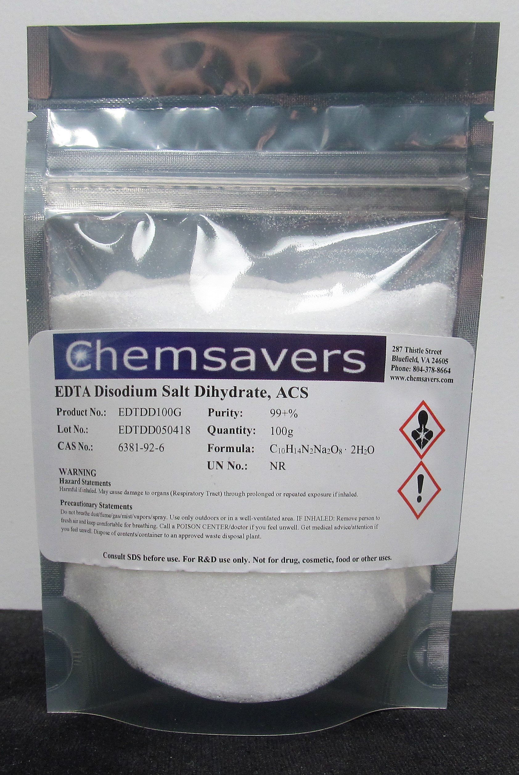 EDTA Disodium Salt Dihydrate, ACS, 99+%, 100g: Amazon.com: Industrial ...