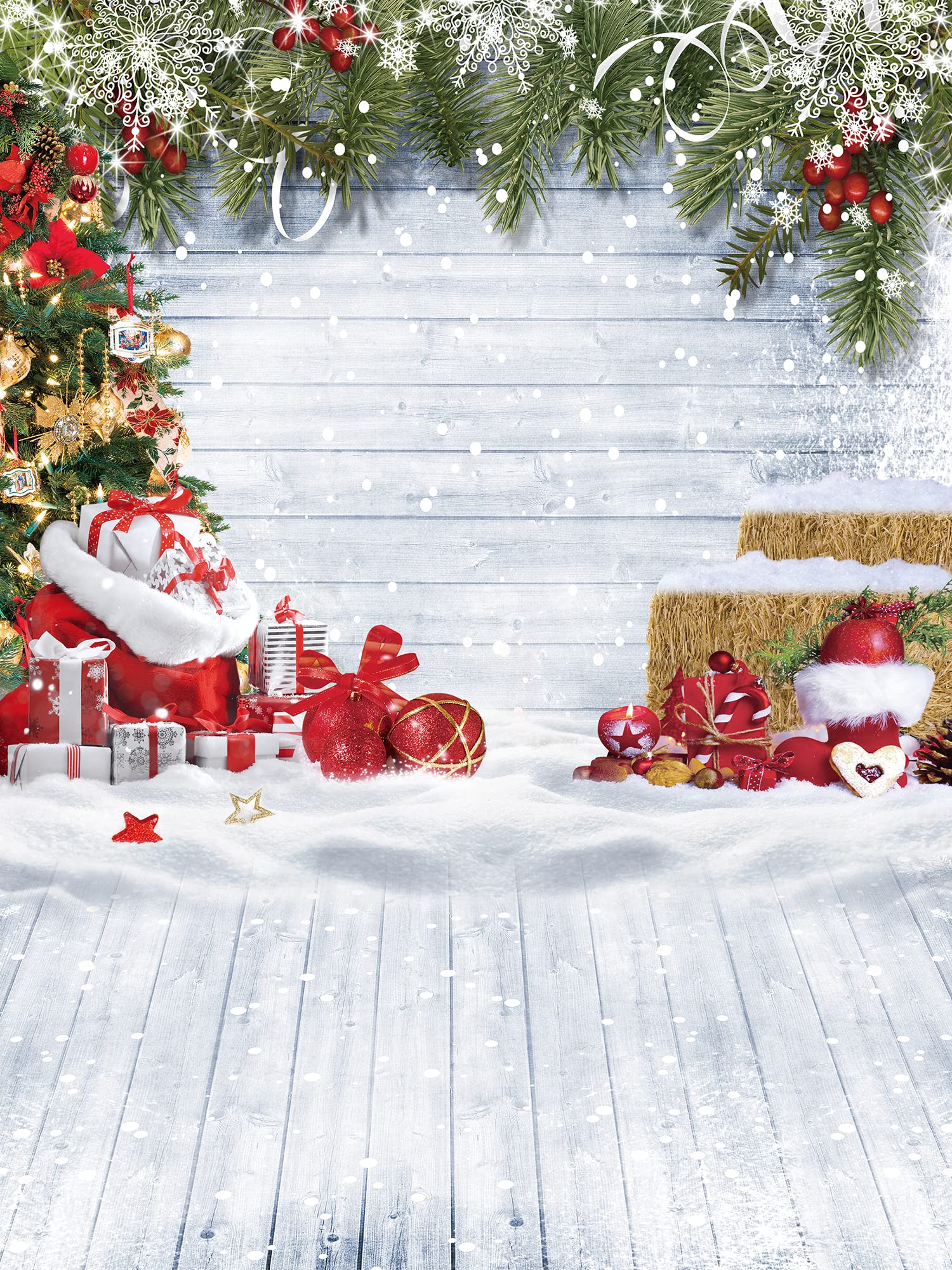 Amazon.com : LTLYH 5x7ft Christmas Photography Backdrop Winter Snow ...