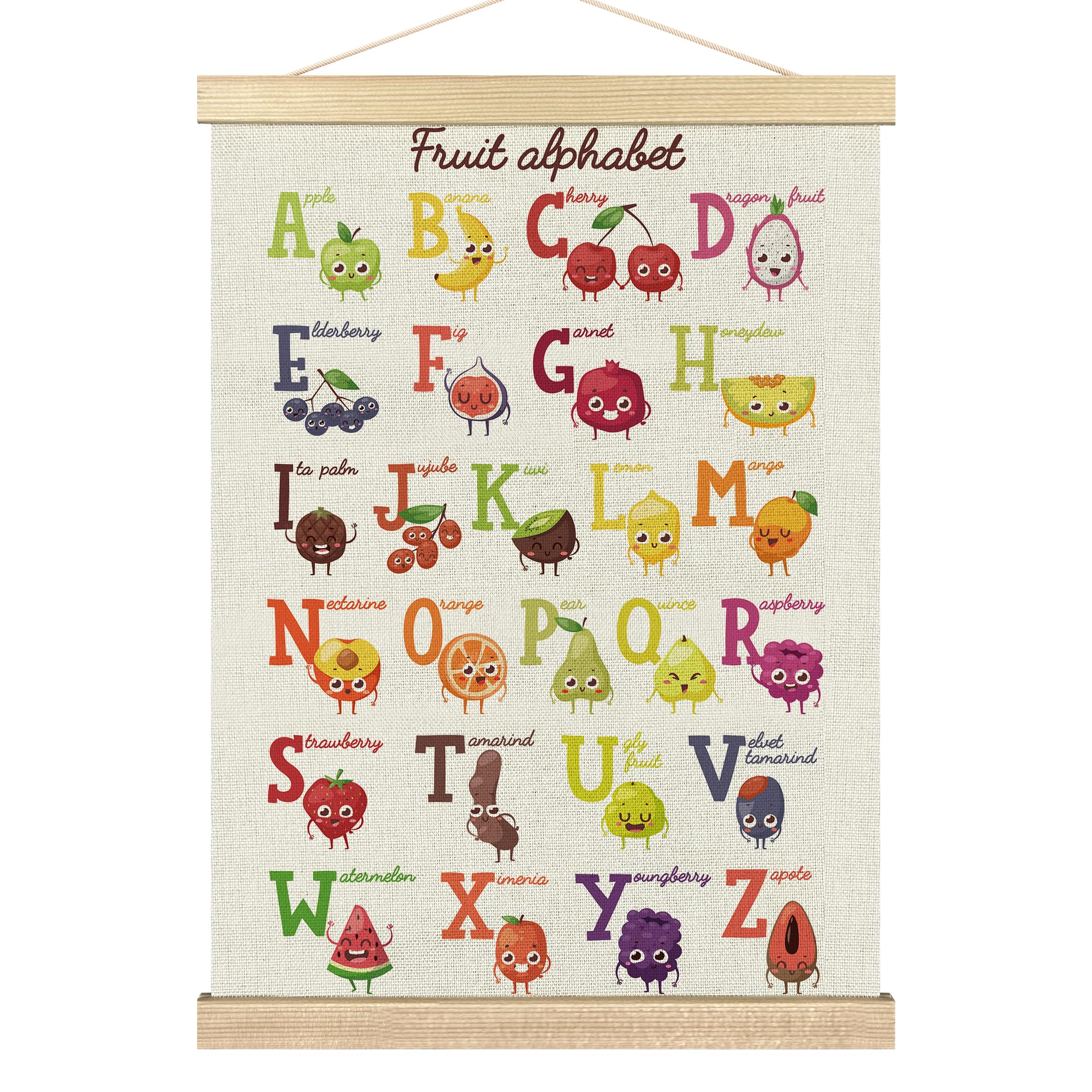 Amazon.com: BCUANGD ABC Kids Wall Art - Fruit Alphabet Educational Wall ...