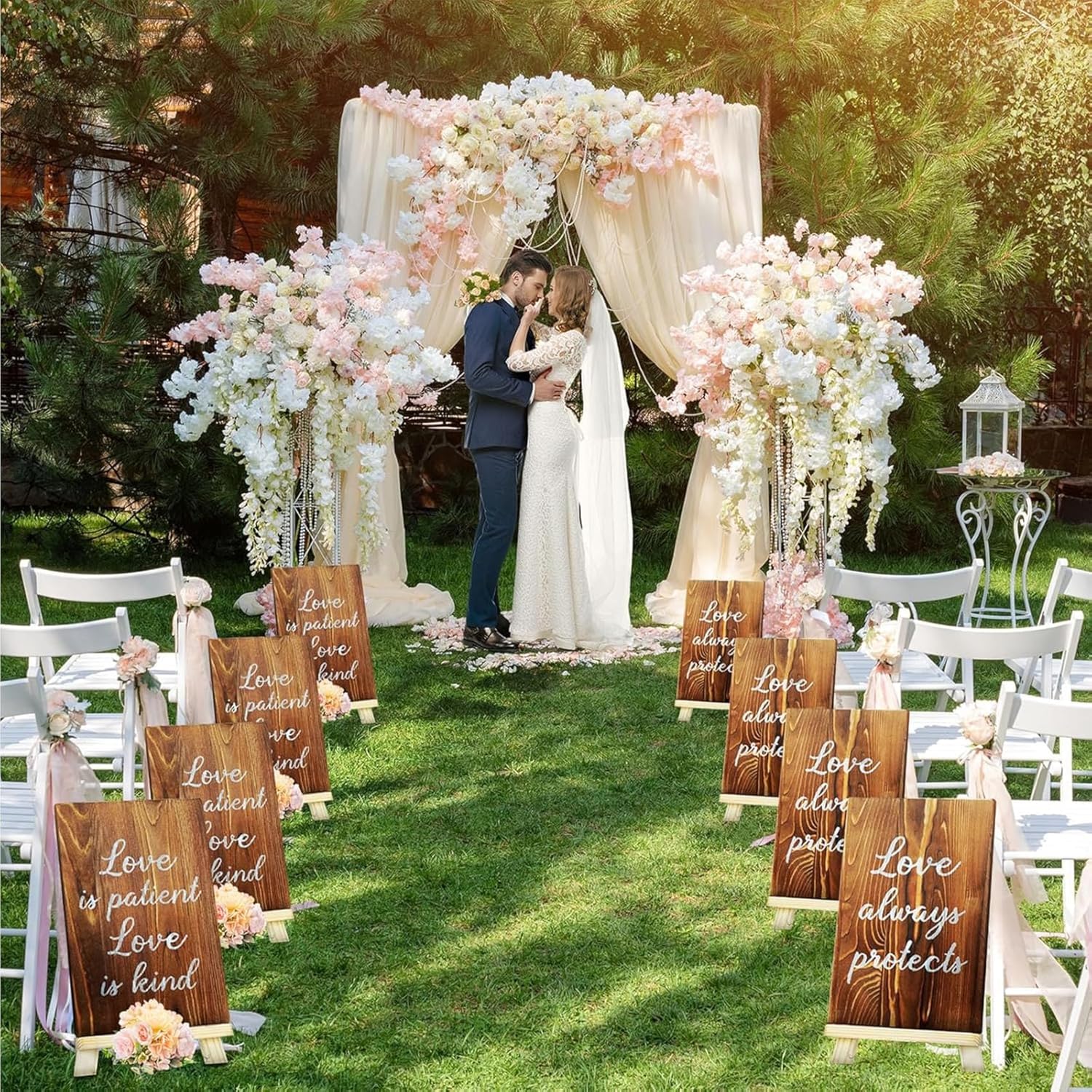 Amazon.com: WPffvv Wedding Decor,Set of 8 Wooden Wedding Aisle Signs ...