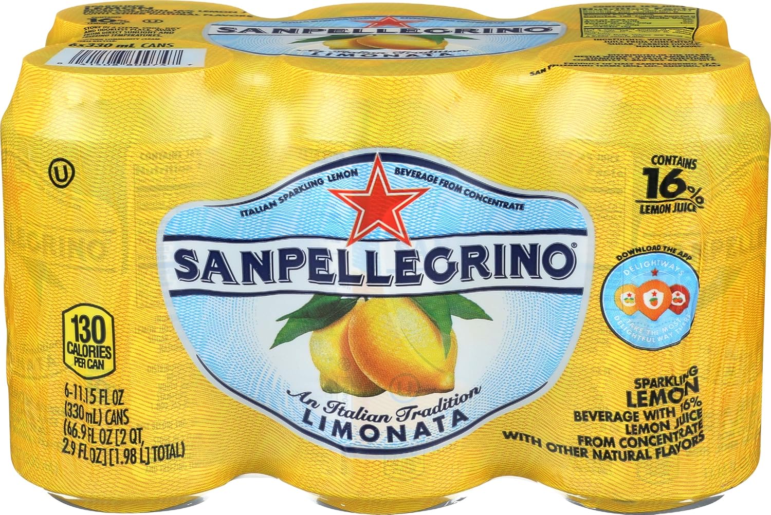 San Pellegrino All Natural Limonata Lemon Sparkling (4x6 Pack) : Amazon ...