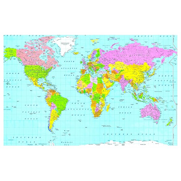 Buy laminated WORLD MAP (small size, 15X22.5 inches) atlas school type ...