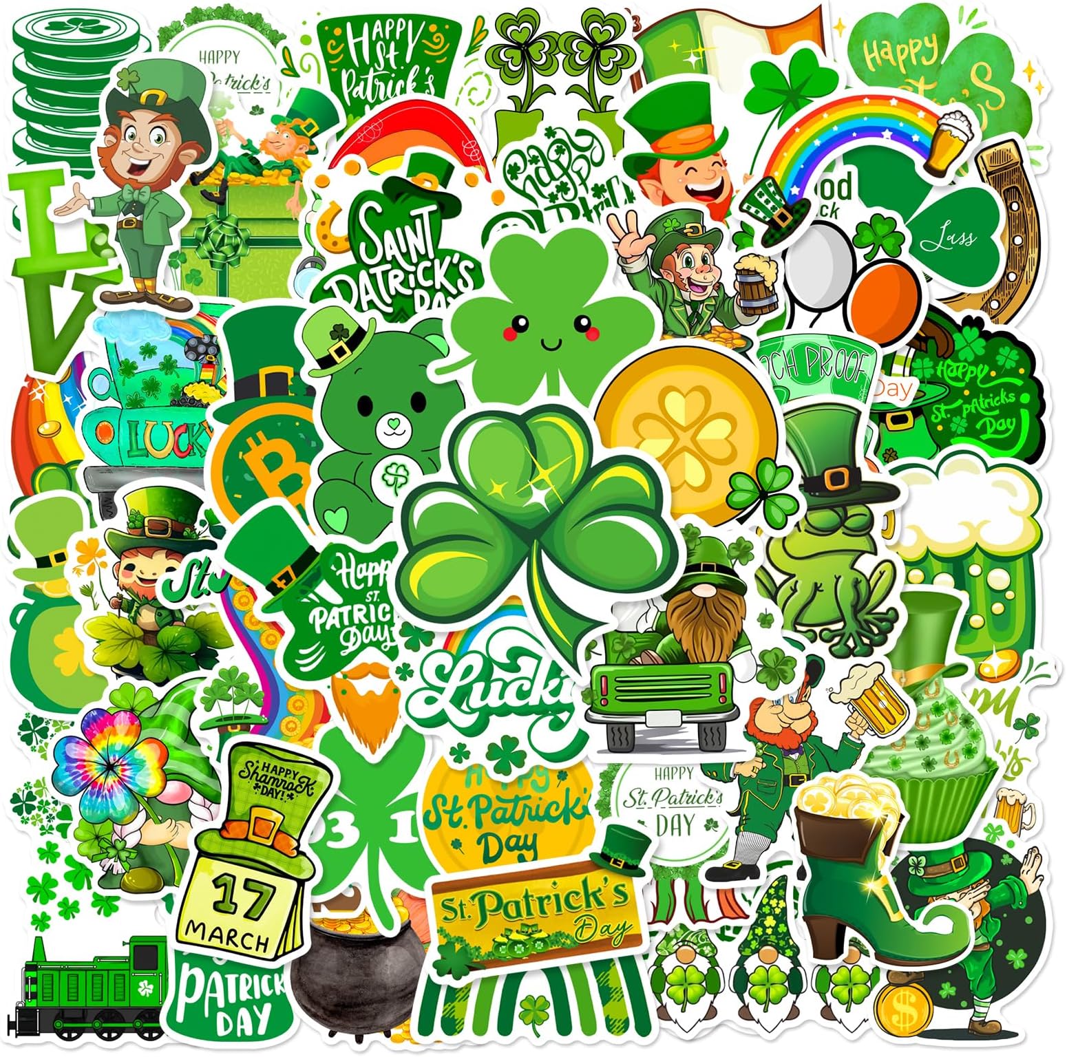 Amazon.com: St Patricks Day Stickers for Kids 186Pcs 12 Sheets Waterproof Vinyl Shamrock ...