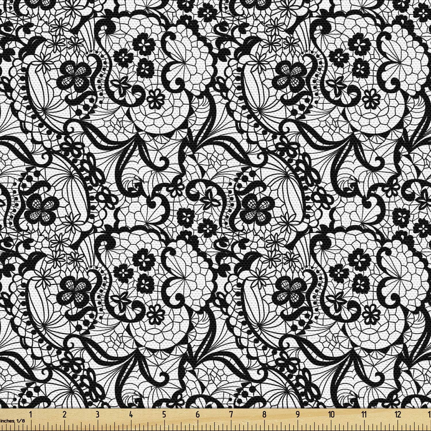 Amazon.com: Lunarable Gothic Fabric by The Yard, Lace Pattern with ...