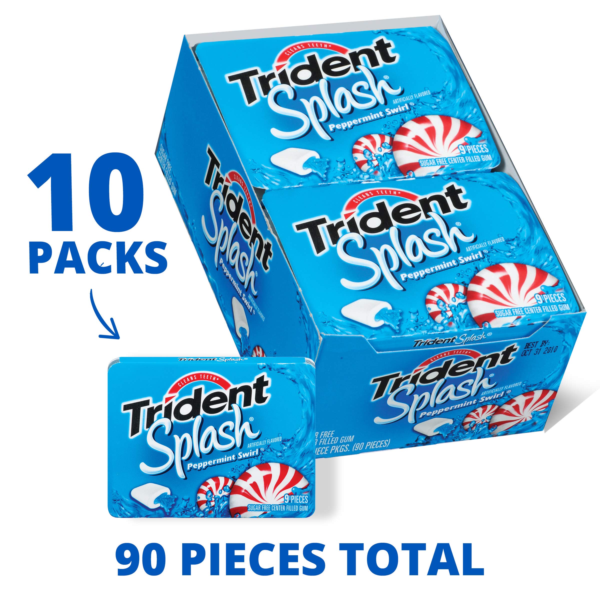 Snapklik.com : Trident Splash Peppermint Swirl Sugar Free Gum, 10 Packs ...
