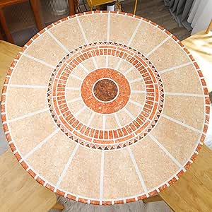 Amazon.com: Round Fitted Tablecloth Elastic Edge Design Table Cover ...
