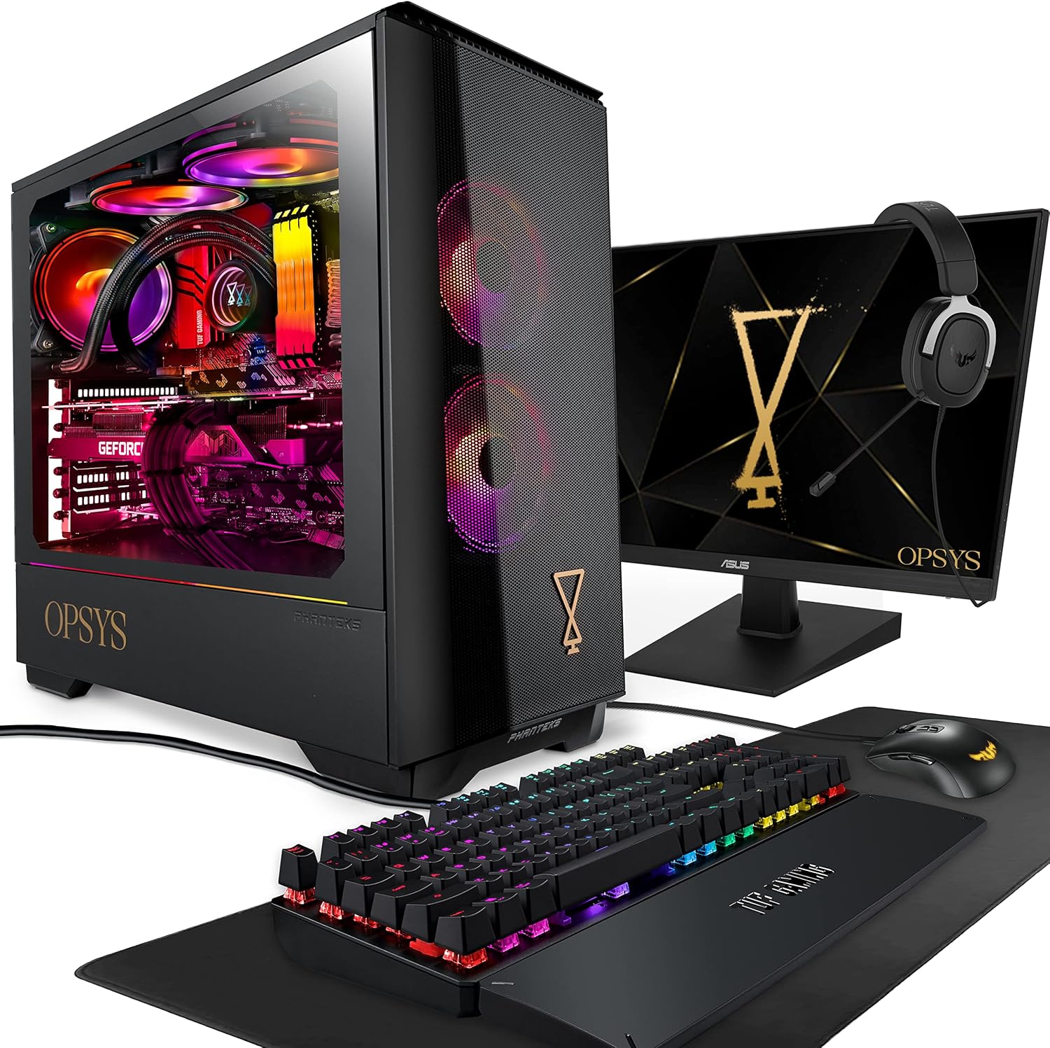 OPSYS Omnia-V6 RGB Gaming PC Computer with Monitor & Gamer Keyboard ...