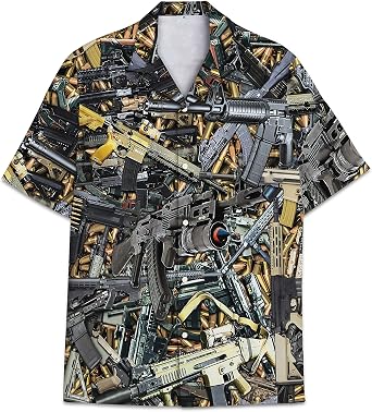 Guns Hawaiian Shirt, Funny Aloha Shirt, Unisex Short Sleeve Tropical ...