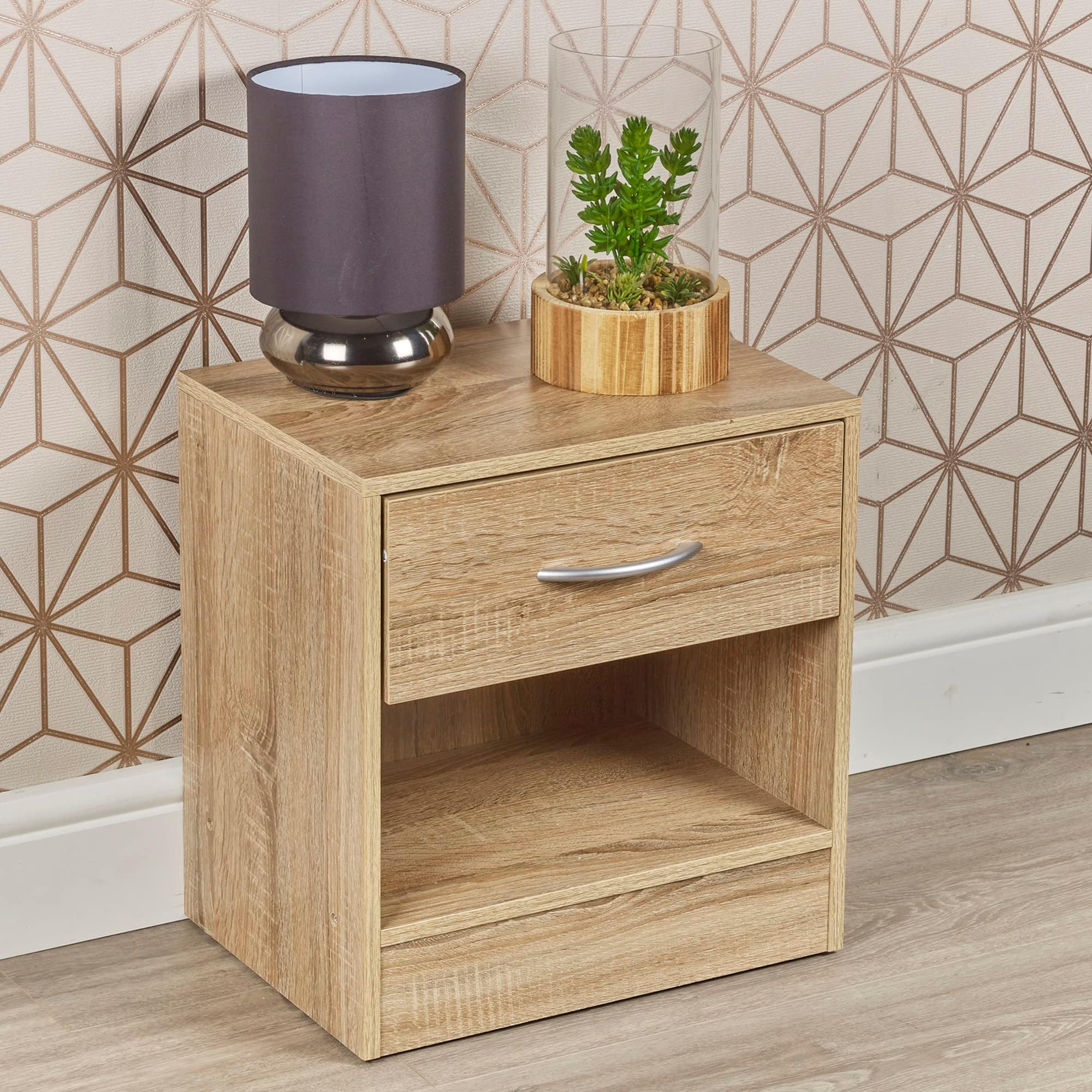 Vida Designs Walnut Bedside Drawer, Bedside Cabinet, 1 Drawer, Bedside ...