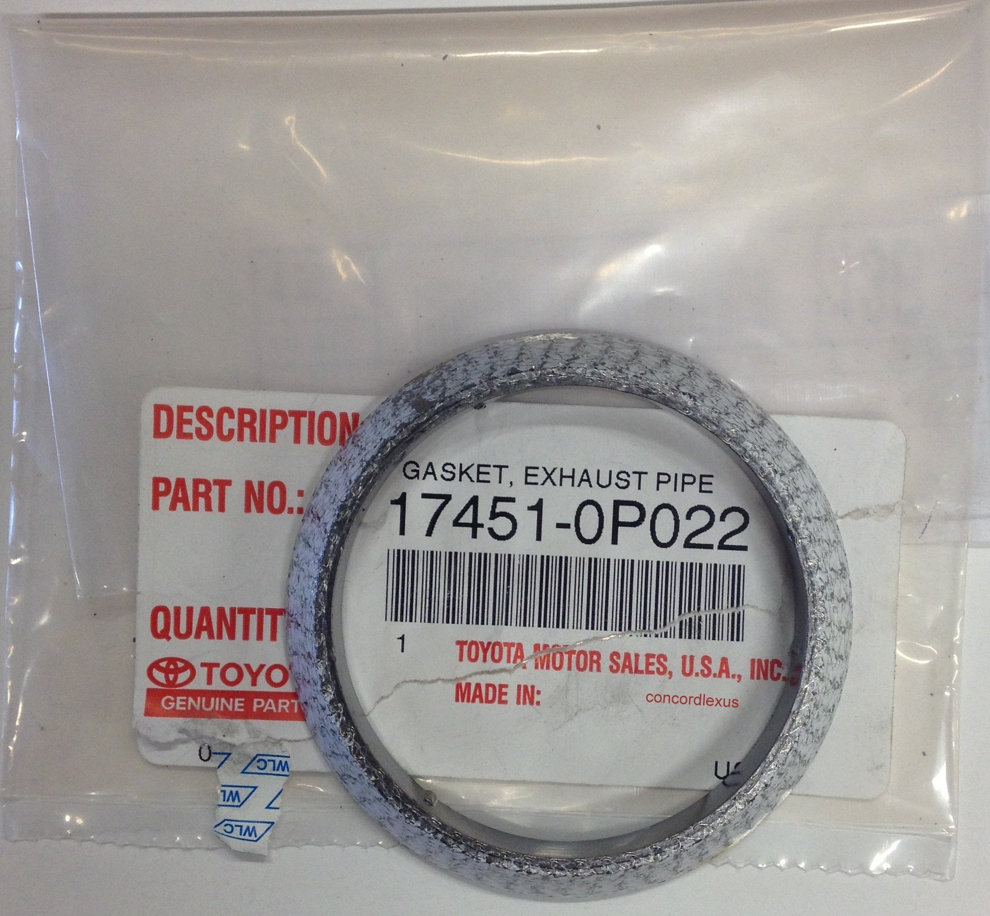 Amazon.com: Genuine Toyota 17451-0P022 Exhaust Pipe Gasket : Automotive