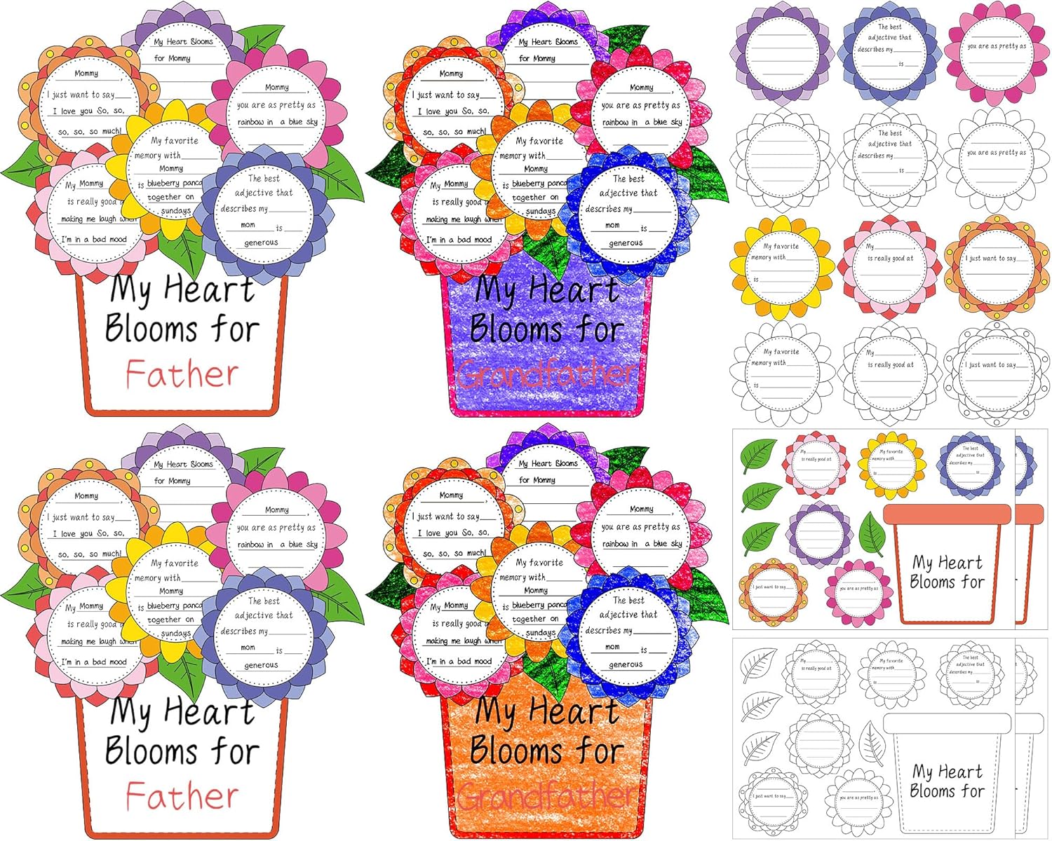 Amazon.com: Flower Craft for Kids Happy Father's Day Cards Flower DIY ...