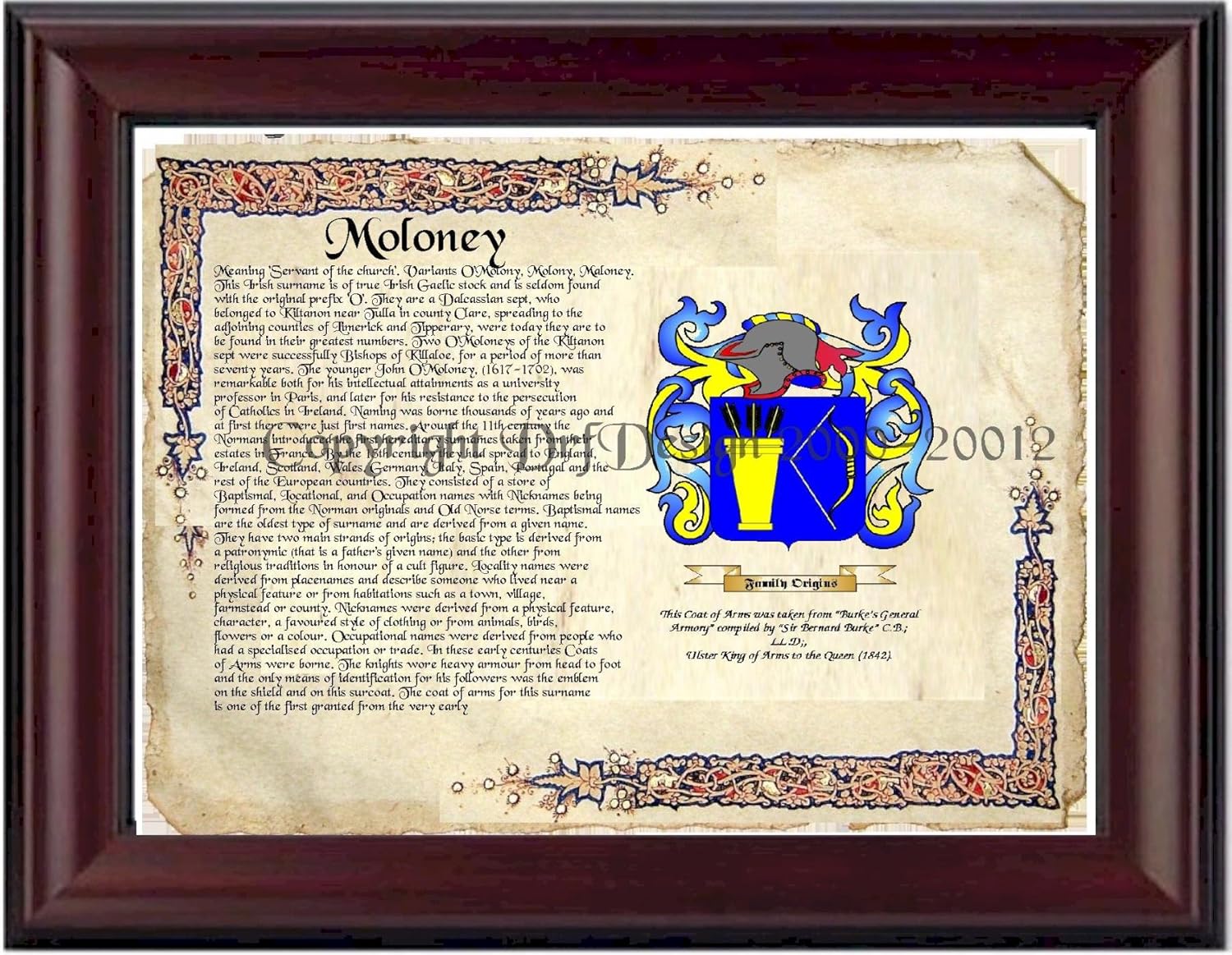 Amazon.com: Moloney Coat of Arms/ Family Crest on Fine Paper and Family ...