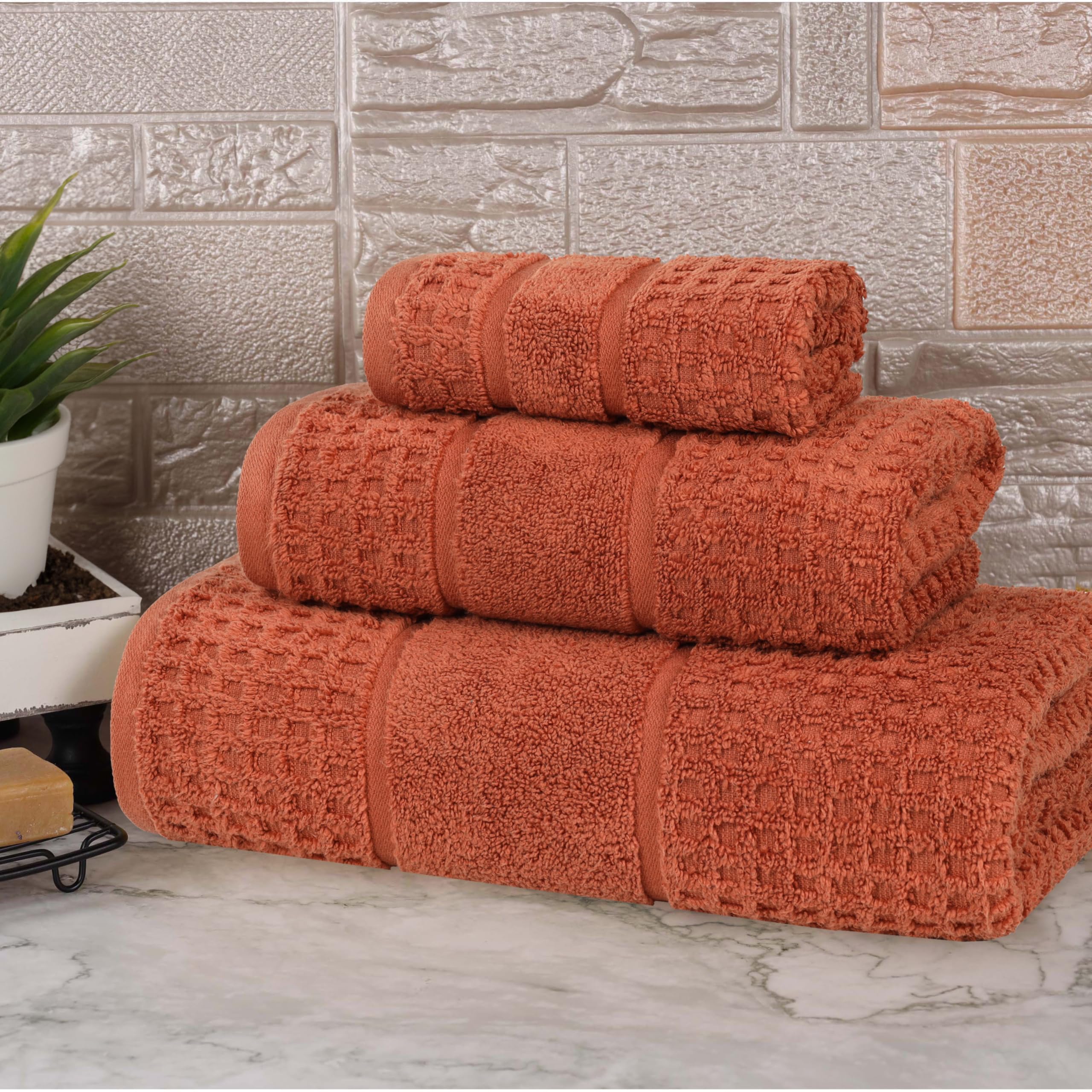 Amazon.com: Superior Cotton 3-Piece Towel Set, Zero Twist, Waffle ...