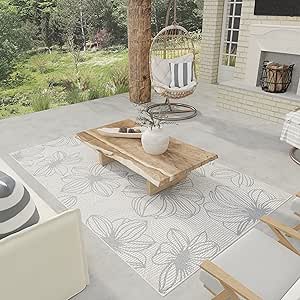 Amazon.com: LOOMAKNOTI Breyleigh Cerimia 2' x 7' Light Blue Floral Indoor/Outdoor Runner Rug ...